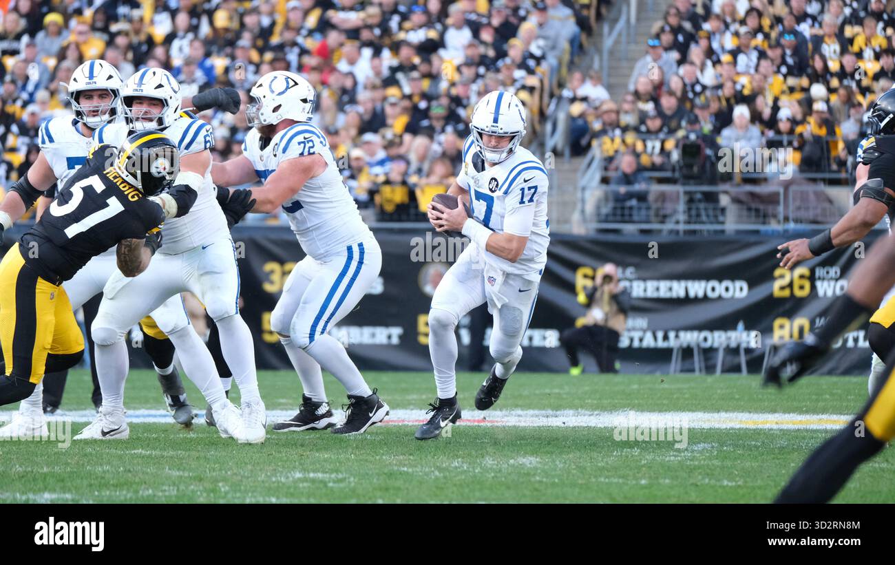 Nov 2, 2025: Daniel Jones #17 during the 2025 Steelers vs Colts game in ...