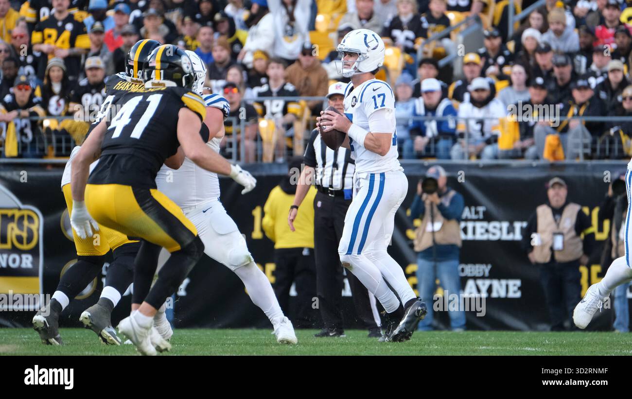 Nov 2, 2025: Daniel Jones #17 during the 2025 Steelers vs Colts game in ...