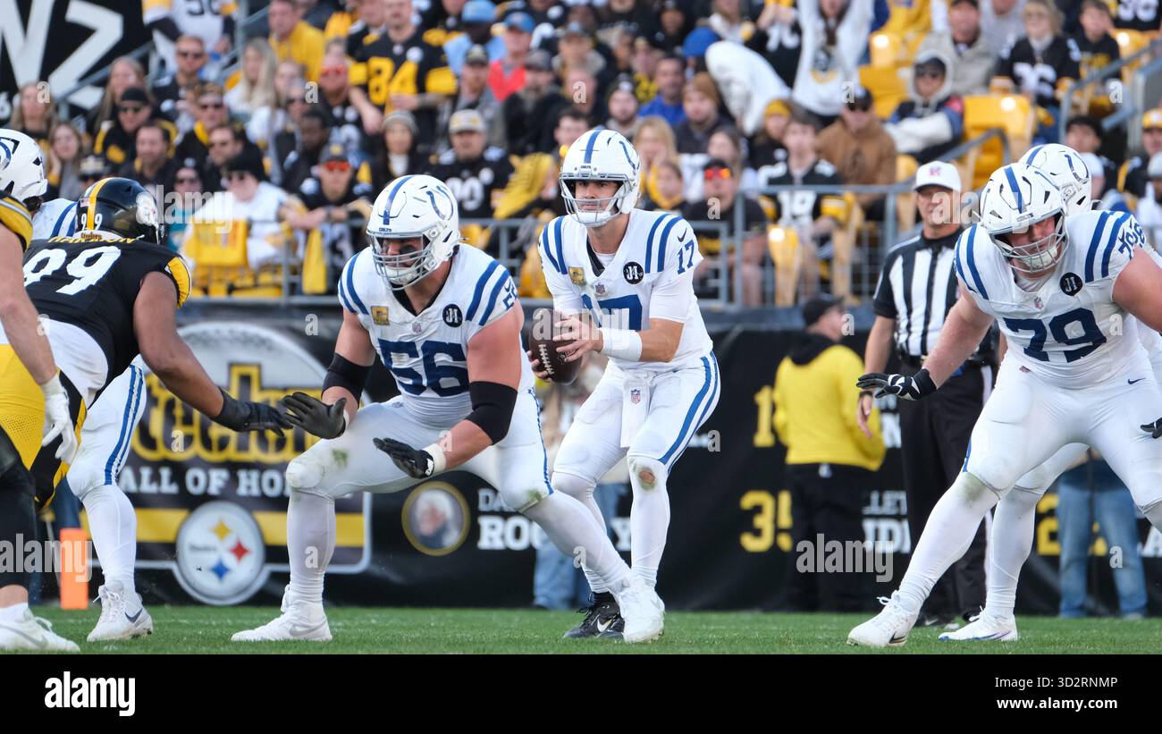 Nov 2, 2025: Daniel Jones #17 during the 2025 Steelers vs Colts game in ...