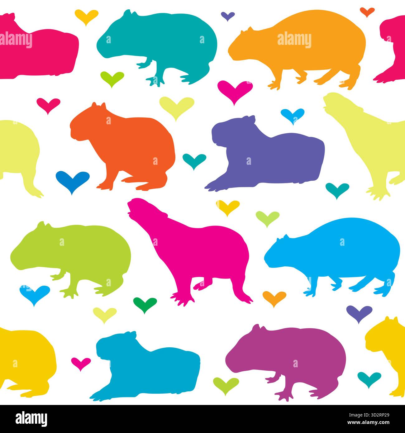 Colorful capybara seamless background with hearts Stock Vector Image ...