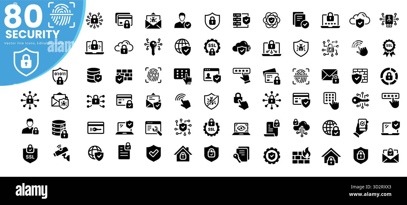 Safety, security, protection thin line icons. For website marketing ...