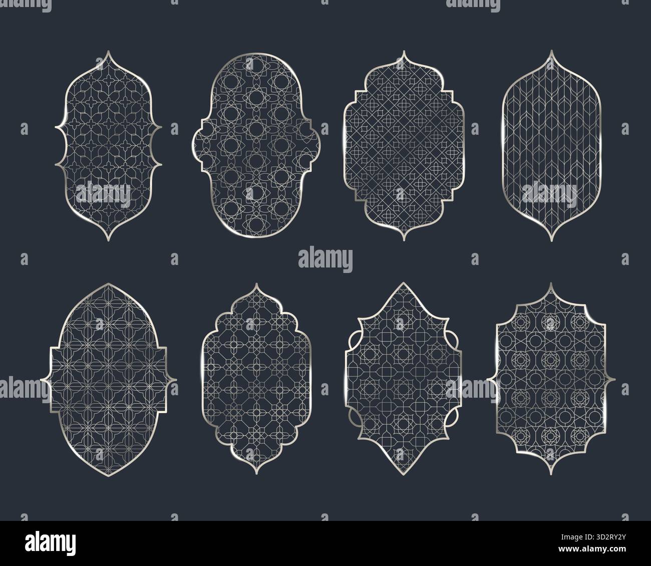 Silver Arab arch patterns with Islamic geometric designs for decorative ...