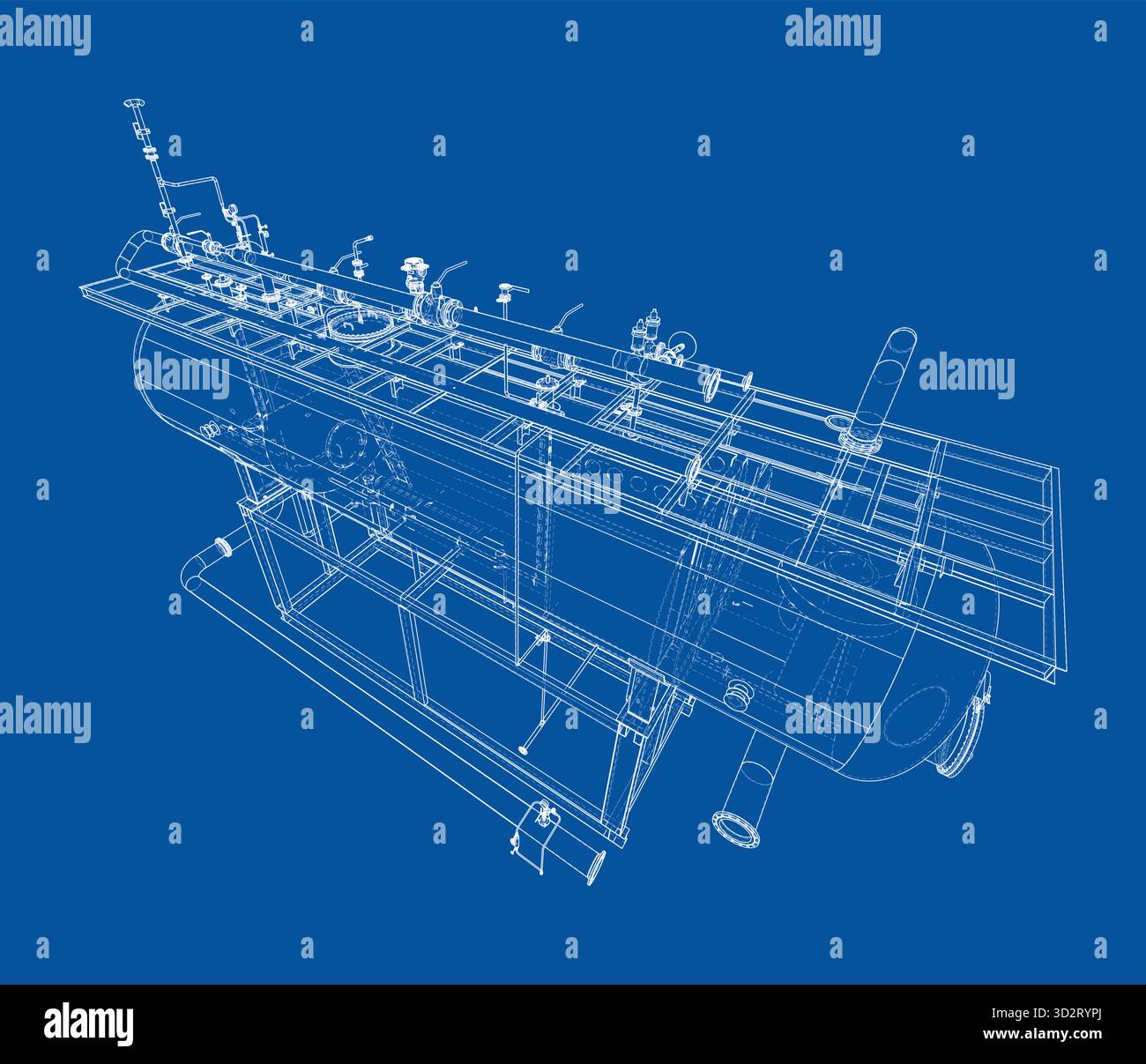 Detailed Blueprint of Industrial Machinery. Vector Stock Vector Image ...