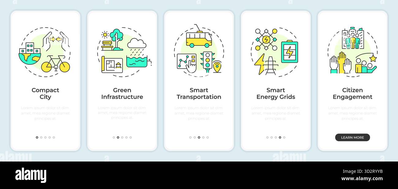 Sustainable urban development onboarding mobile app screen Stock Vector ...