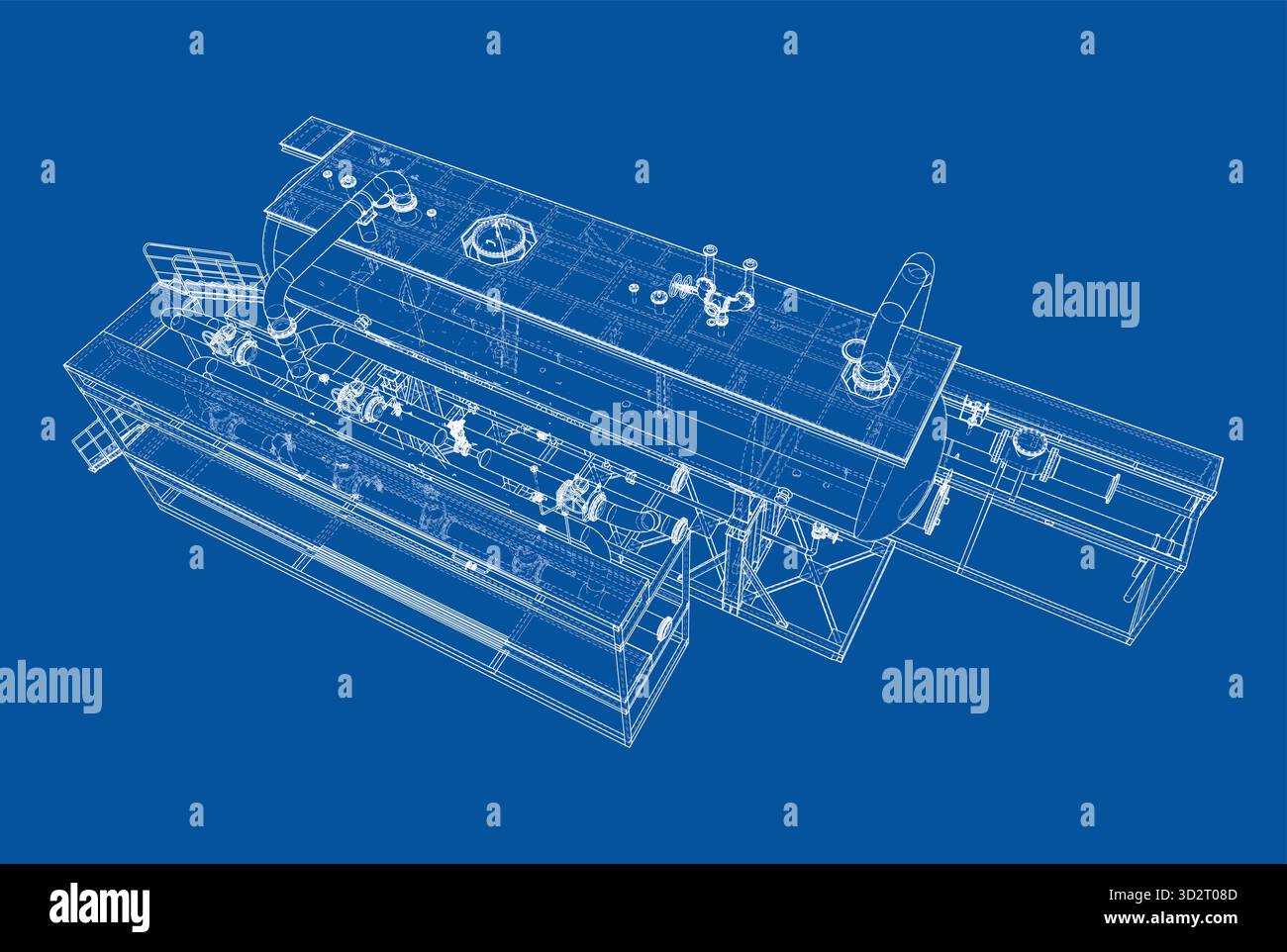 Detailed Blueprint of Industrial Machinery. Vector Stock Vector Image ...