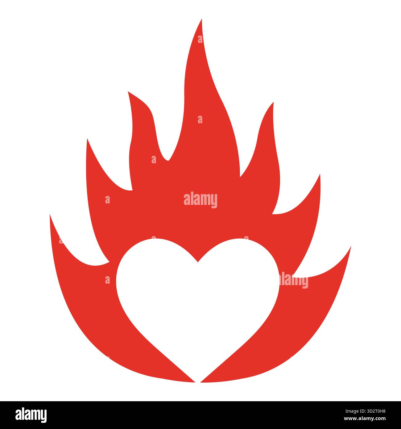 Red Flame with Heart Symbol for Passion and Love Concepts, energy ...