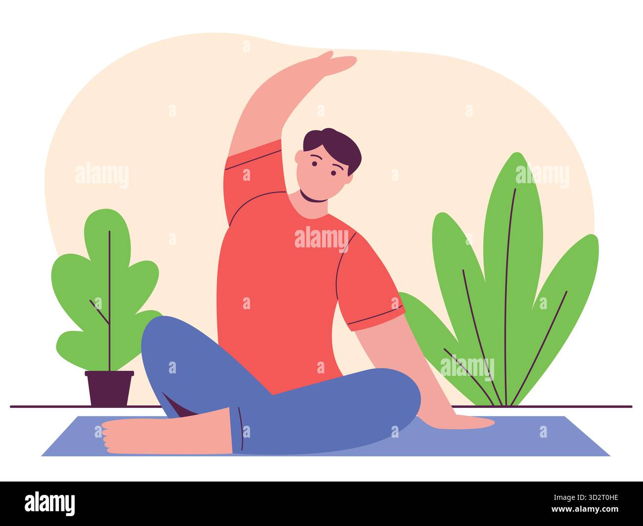 Cartoon man practicing yoga Stock Vector Images - Alamy