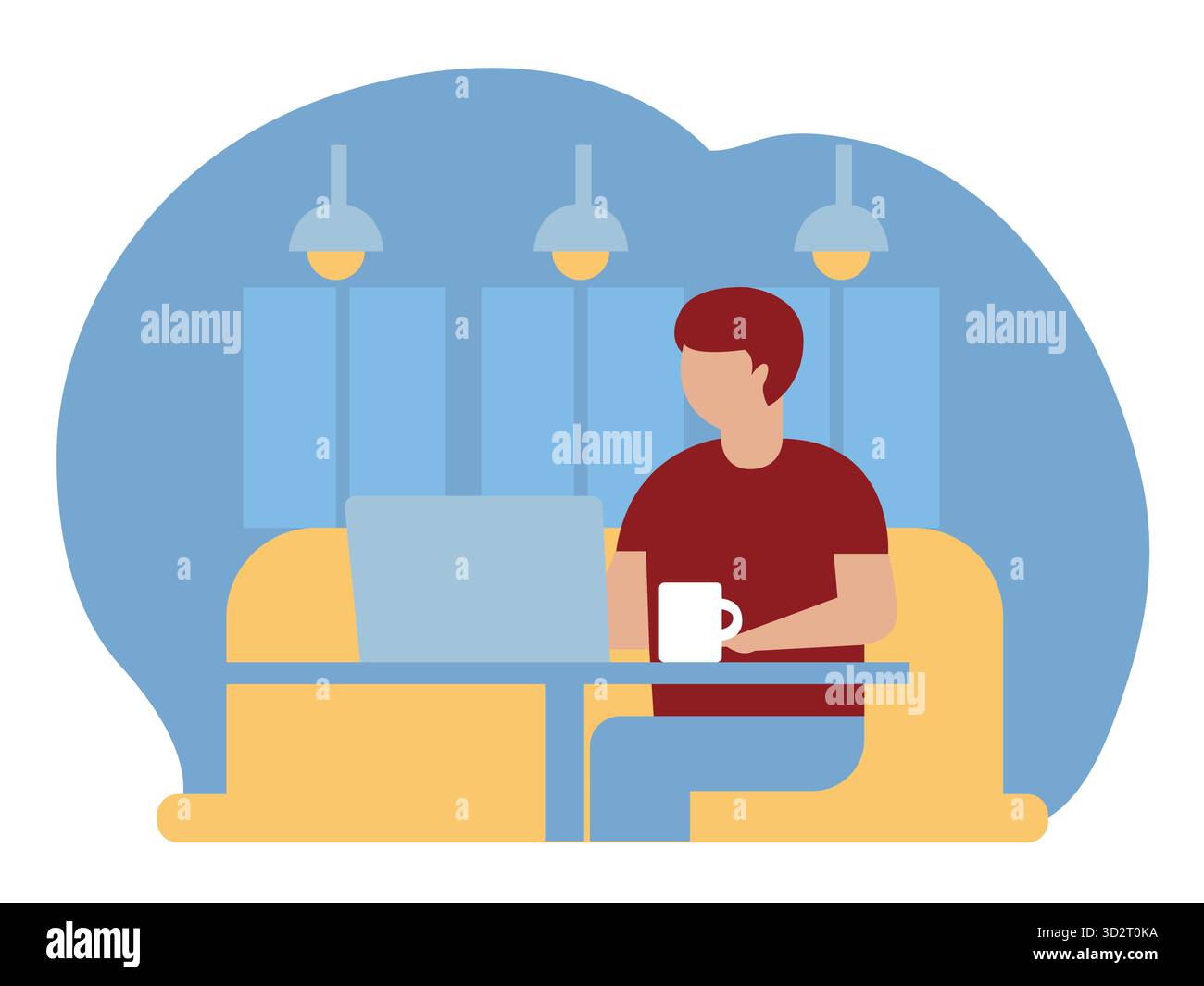Freelancer sitting table laptop Stock Vector Images - Alamy