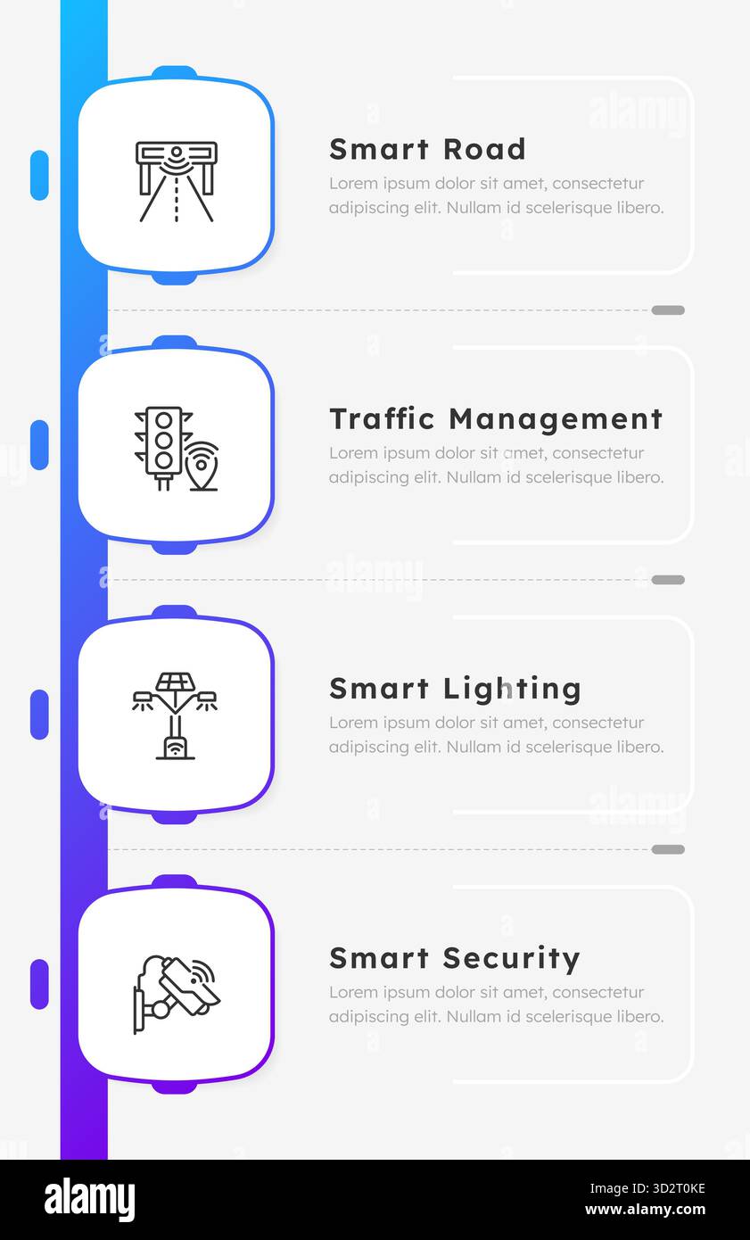 Smart traffic management infographic blue gradient squares Stock Vector ...