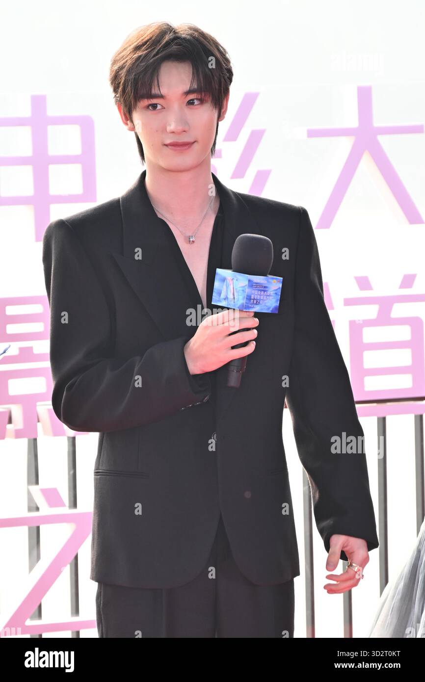Chinese actor and singer Ding Chengxin attends an activity in Yichang ...