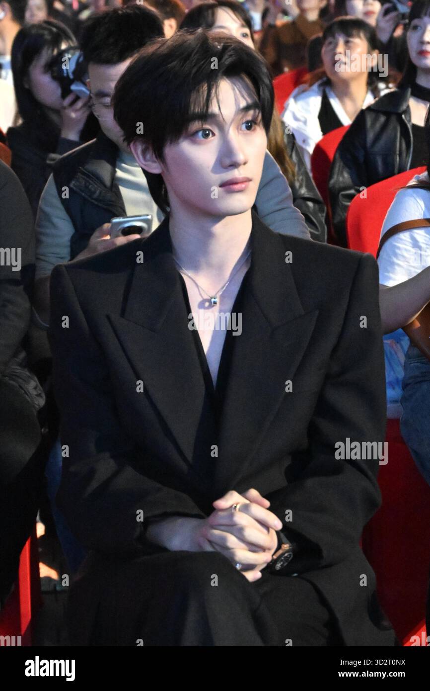 Chinese actor and singer Ding Chengxin attends an activity in Yichang City, central China's ...