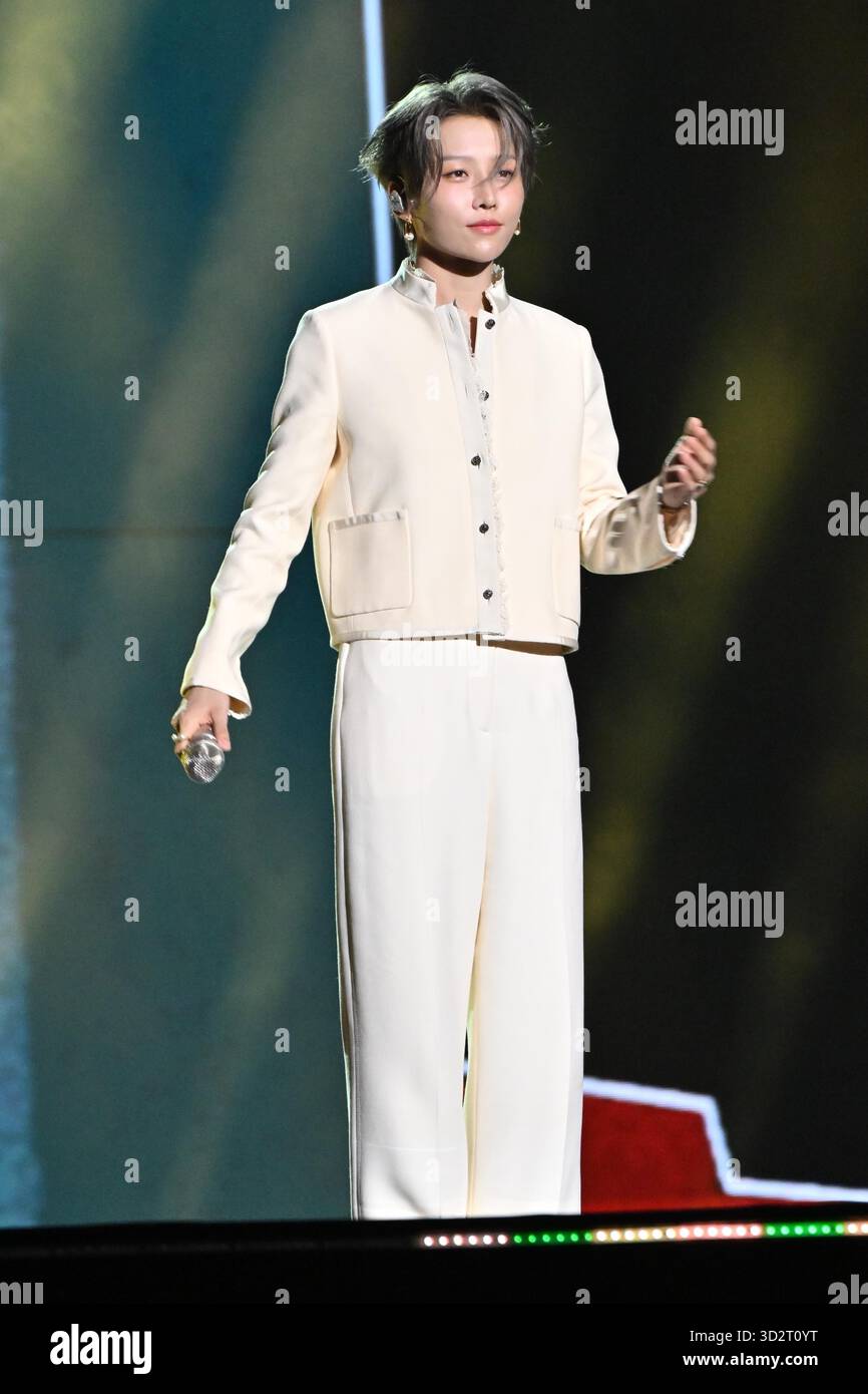 Chinese singer, dancer and producer Liu Yuxin performs in Yichang City ...