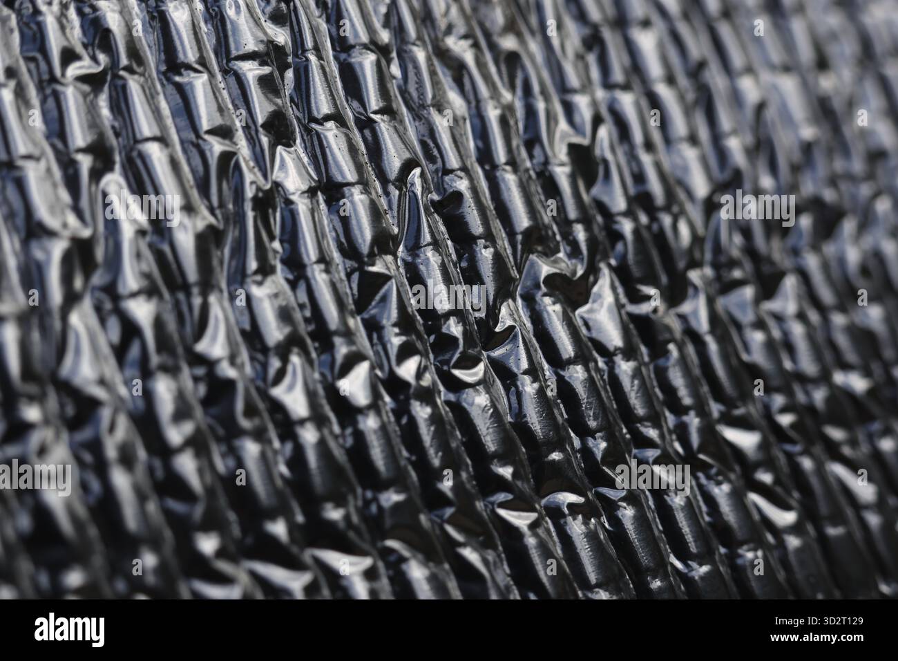 Silver metallic heat protection sheet with reflective foil texture ...