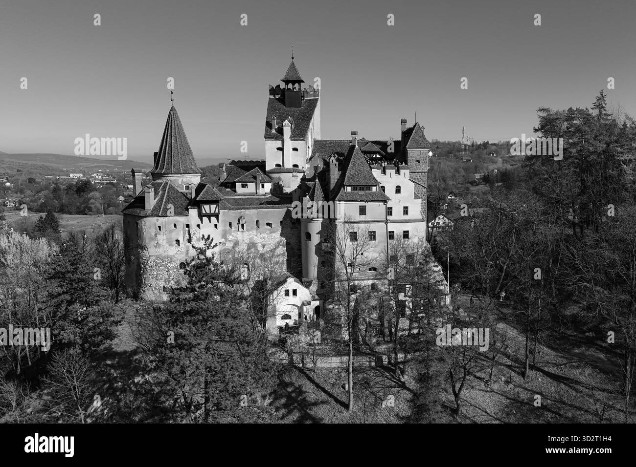 Landscape famous bran castle Black and White Stock Photos & Images - Alamy