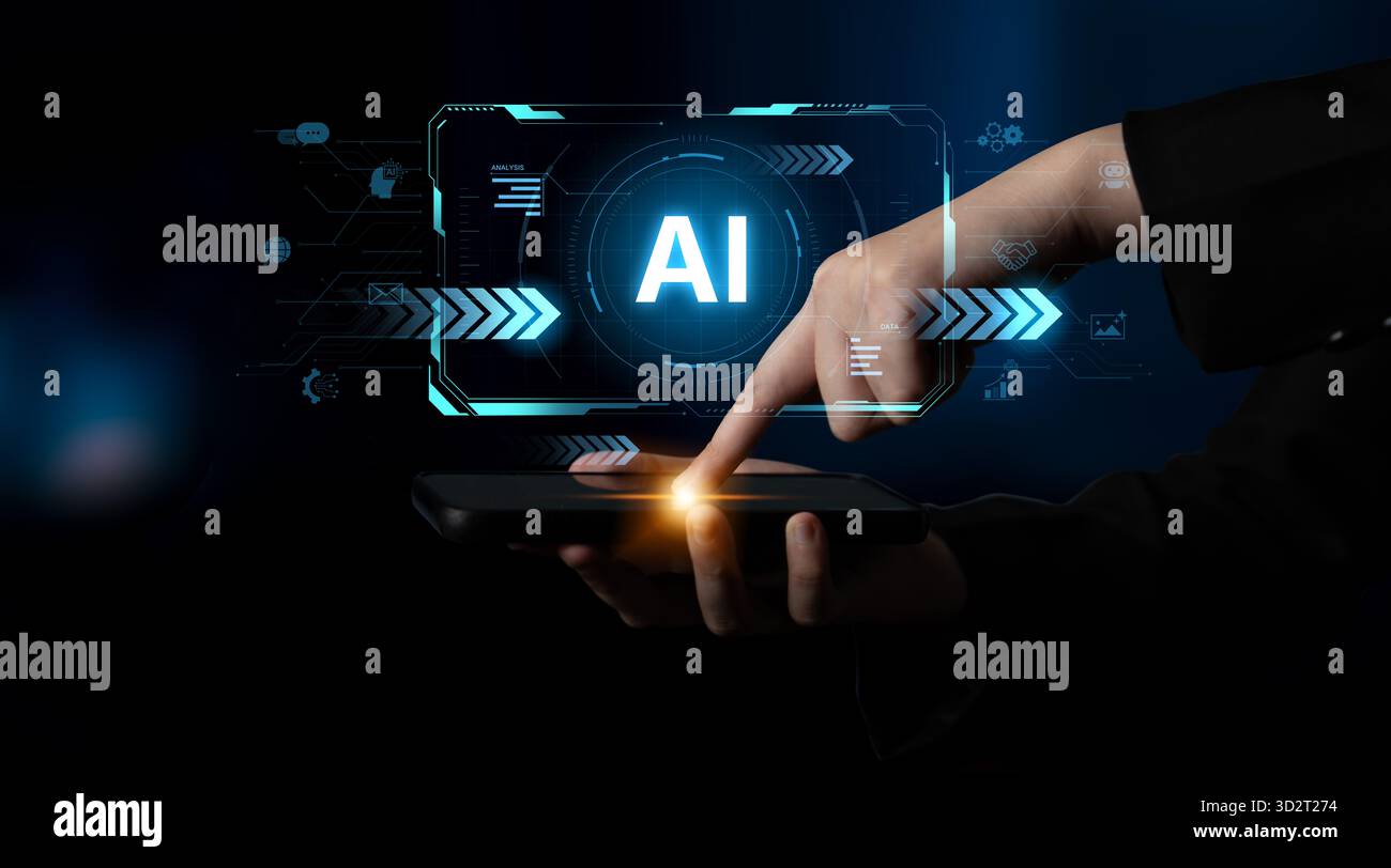 Concept of advanced Artificial Intelligence technology. A futuristic ...