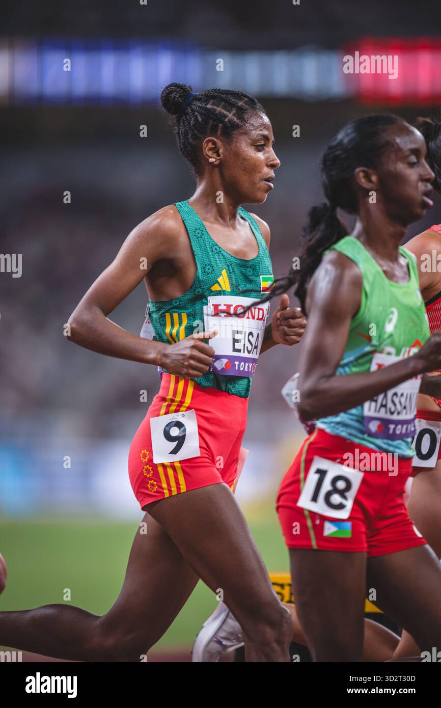 Medina Eisa participating in the World Athletics Championships in Tokyo ...