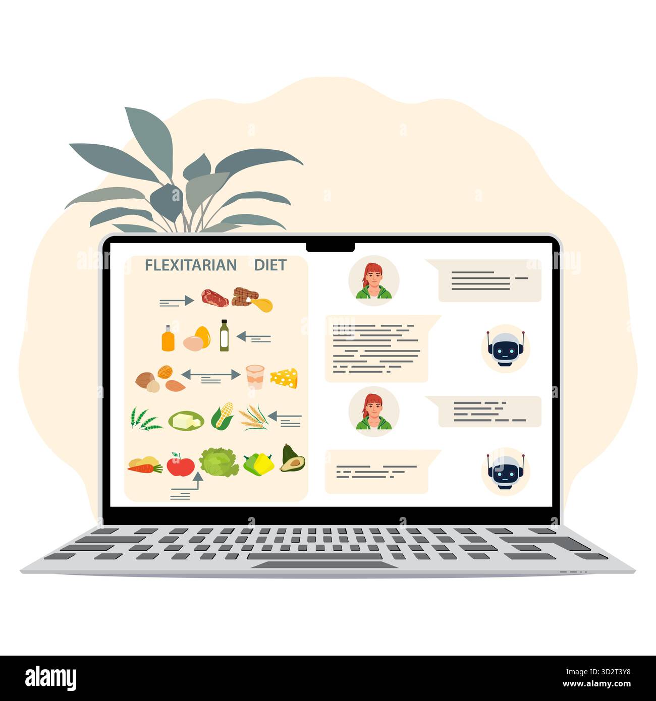 Flexitarian diet information displayed on laptop screen with plant and ...