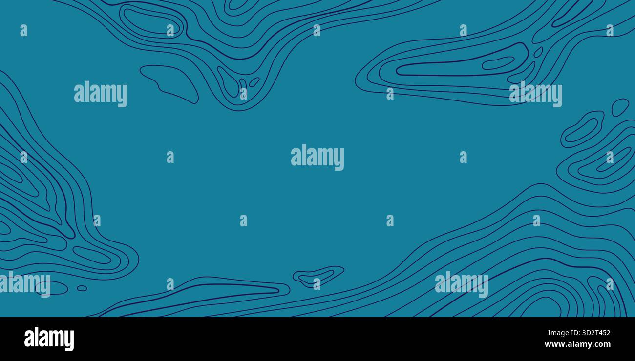 Abstract Terrain Map Background with Blue Colors. Wavy Topographic ...