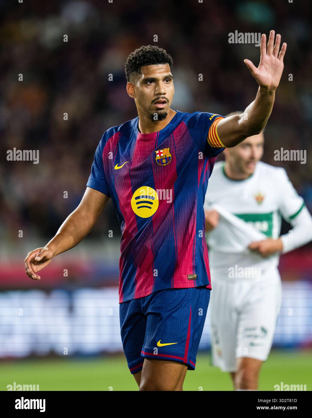FC Barcelona player (4) Ronald Araujo reacts during LaLiga EA Sports ...