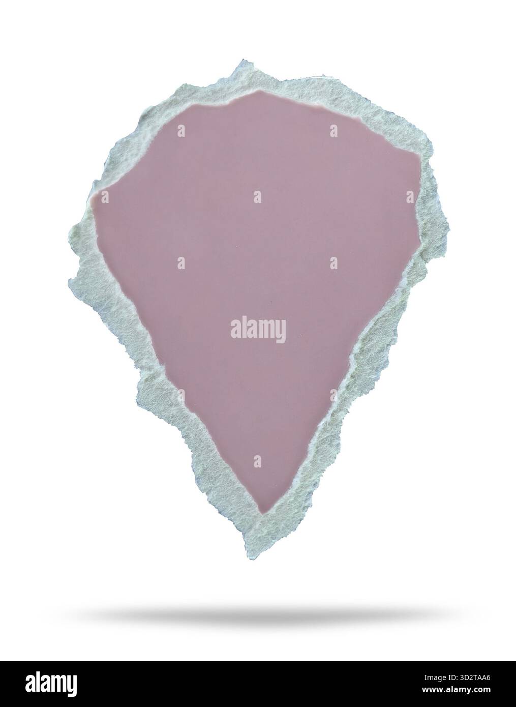 Pink-colored ripped paper segment, artfully designed as an empty speech ...