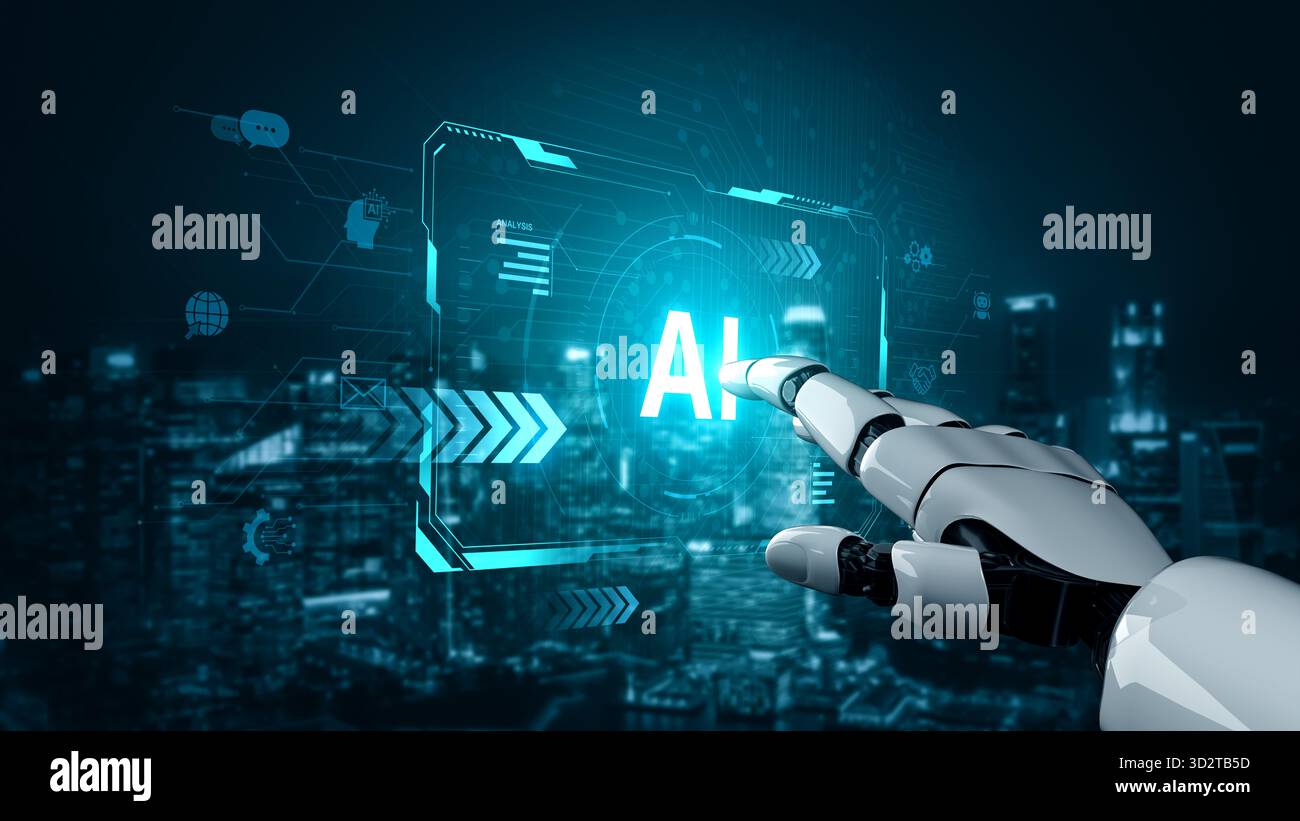 A self-aware AI assistant displays its central processing hub on a ...