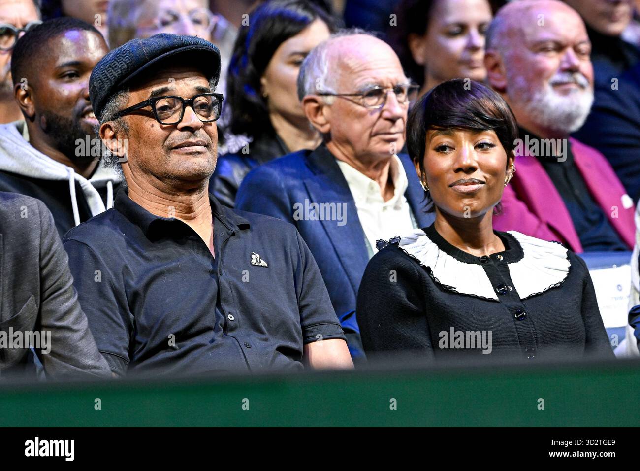 Yannick Noah and his girlfriend Malika during the Rolex Paris Masters ...