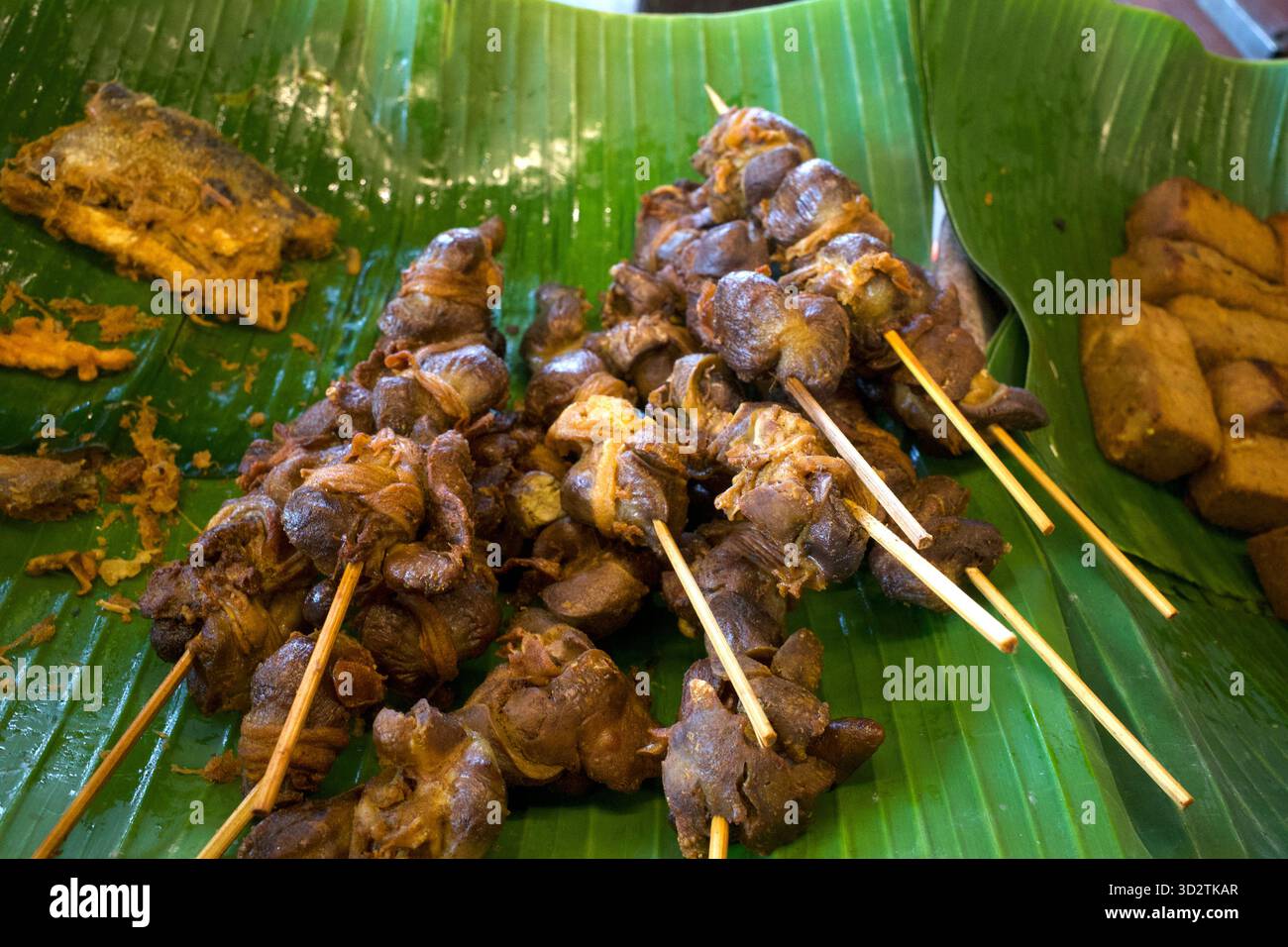 Chicken Innards satay on Angkringan, delicious street food in ...