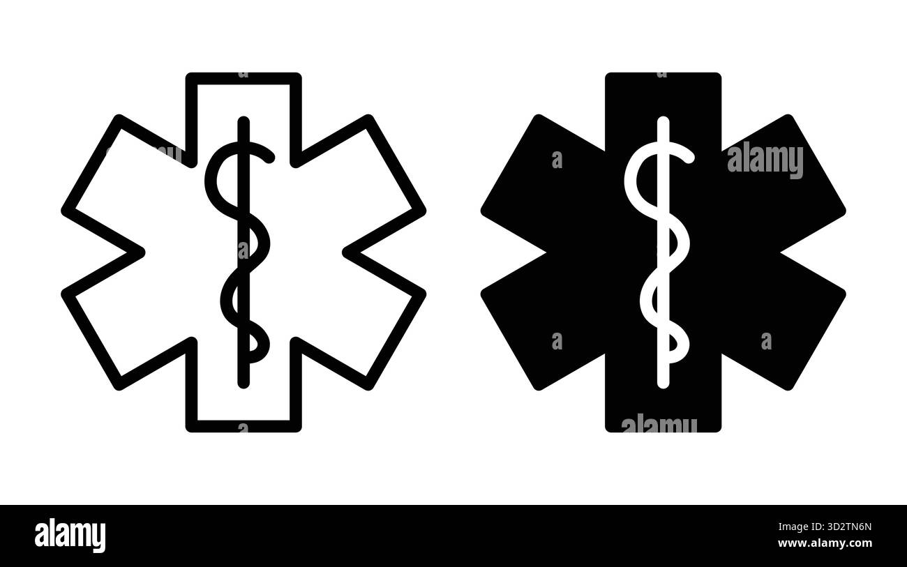Two versions of a medical symbol in black and white represent ...