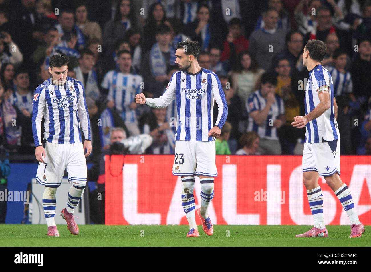 Brais Mendez of Real Sociedad celebrates after scoring his team's first ...