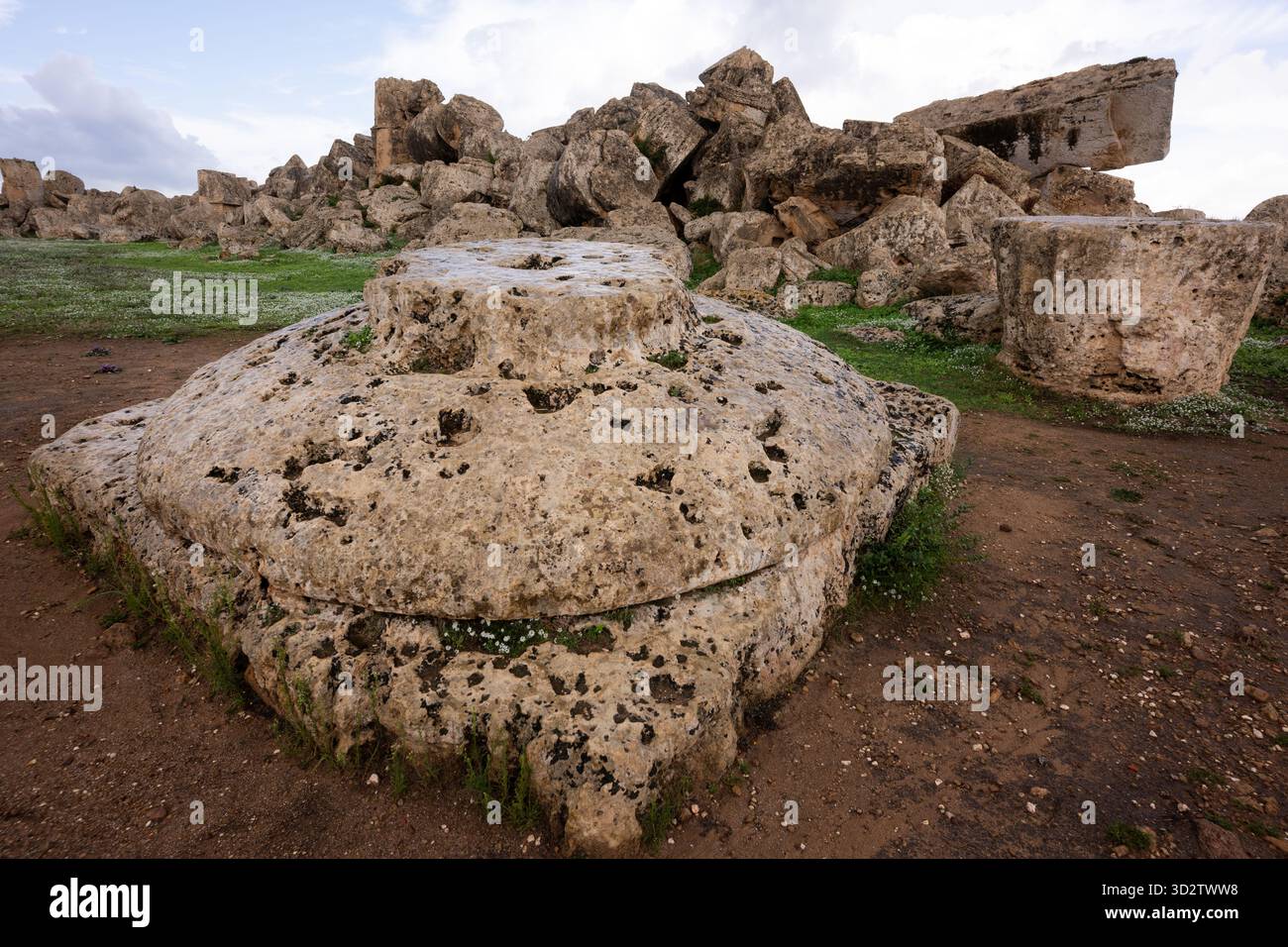 Scattered masonry and columns from long fcollapsed ancient Greek ...