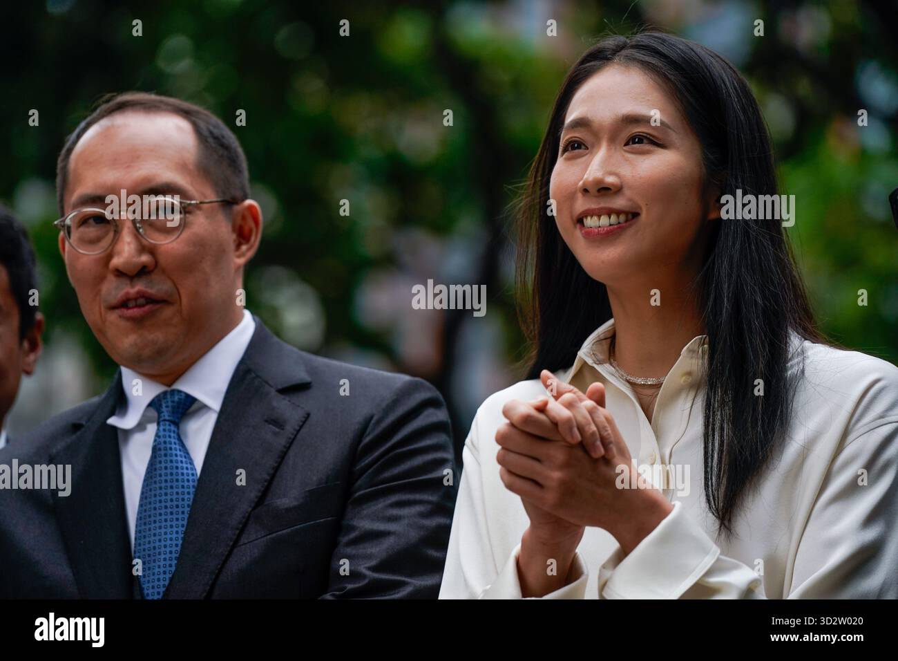 Chairman of Sino Group Daryl Ng Win-kong and Vivian Kong Man Wai at a press briefing on November ...