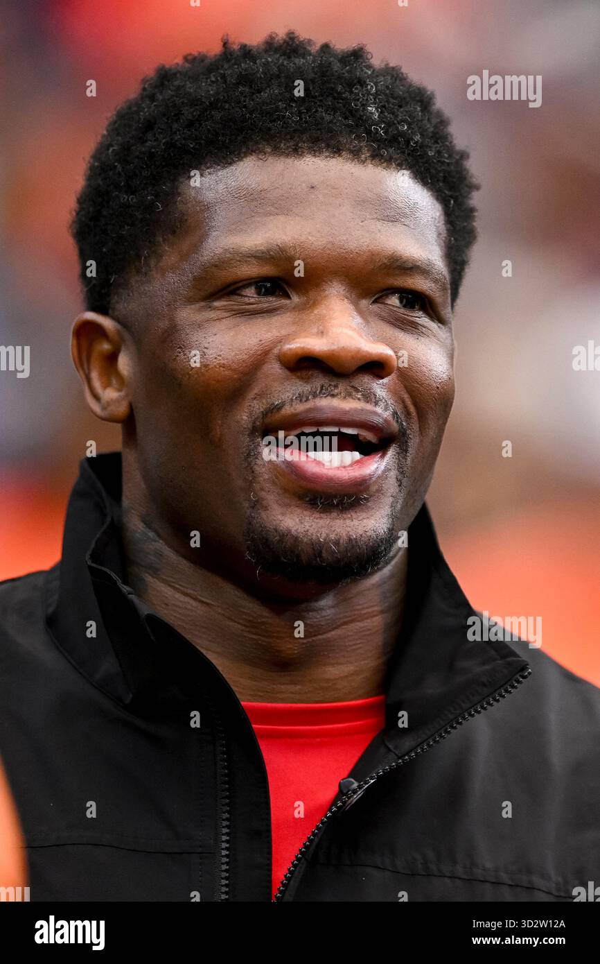 Former Houston Texan and NFL Hall-of-Famer Andre Johnson looks on ...