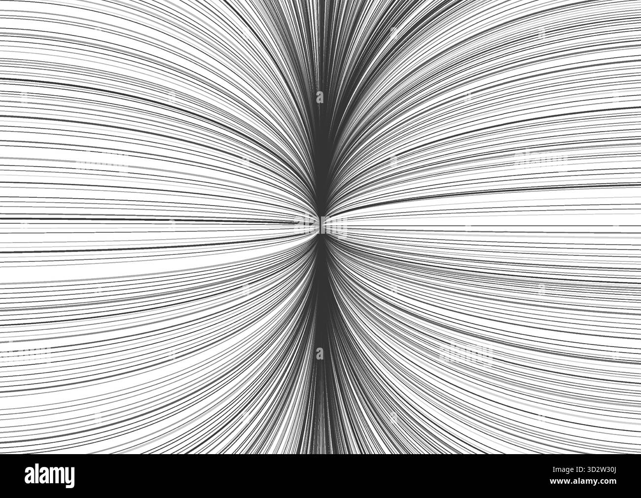 Dark gray curved lines coming out of the center, from the black hole ...