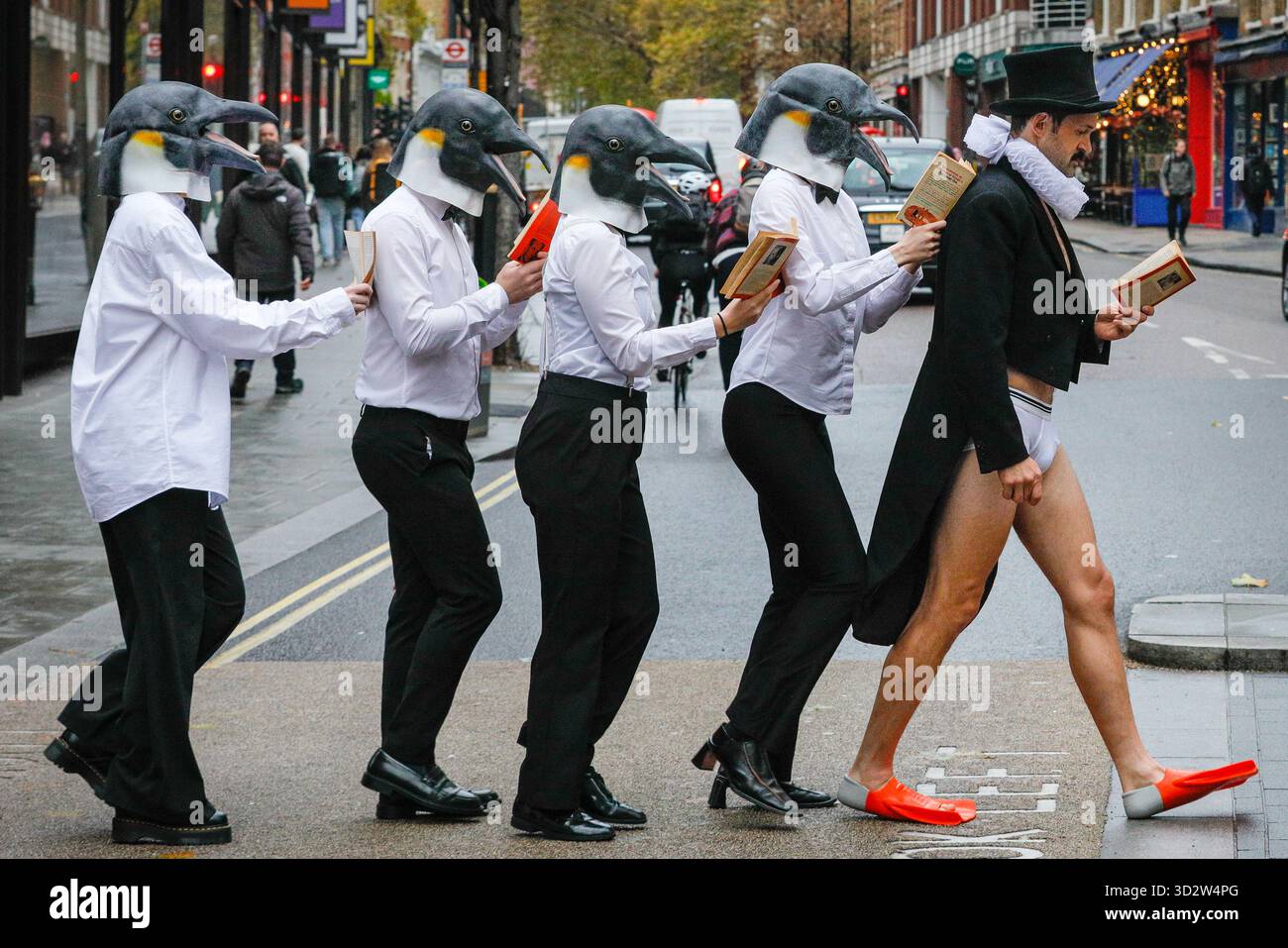 London, UK. 03rd Nov, 2025. Garry and the penguins waddle along Charing ...