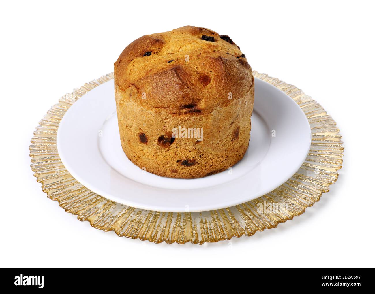 Christmas food. Delicious Panettone cake isolated on white Stock Photo ...