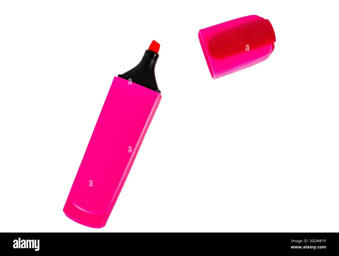 Pink marker pen with cap open on white. Perfect for creative projects ...