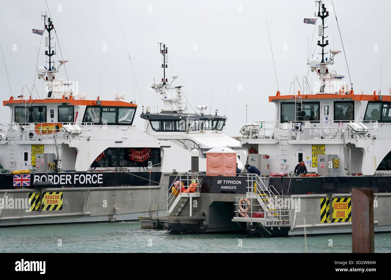 A view of Border Force vessels moored in Ramsgate Royal Harbour, Kent. Picture date: Monday ...