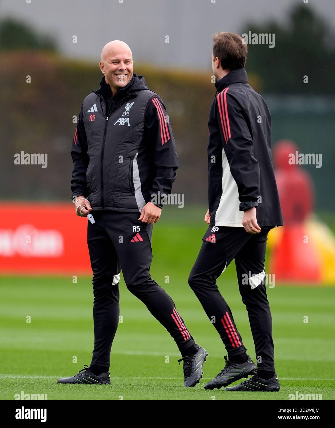 Liverpool manager Arne Slot during a training session at the AXA ...