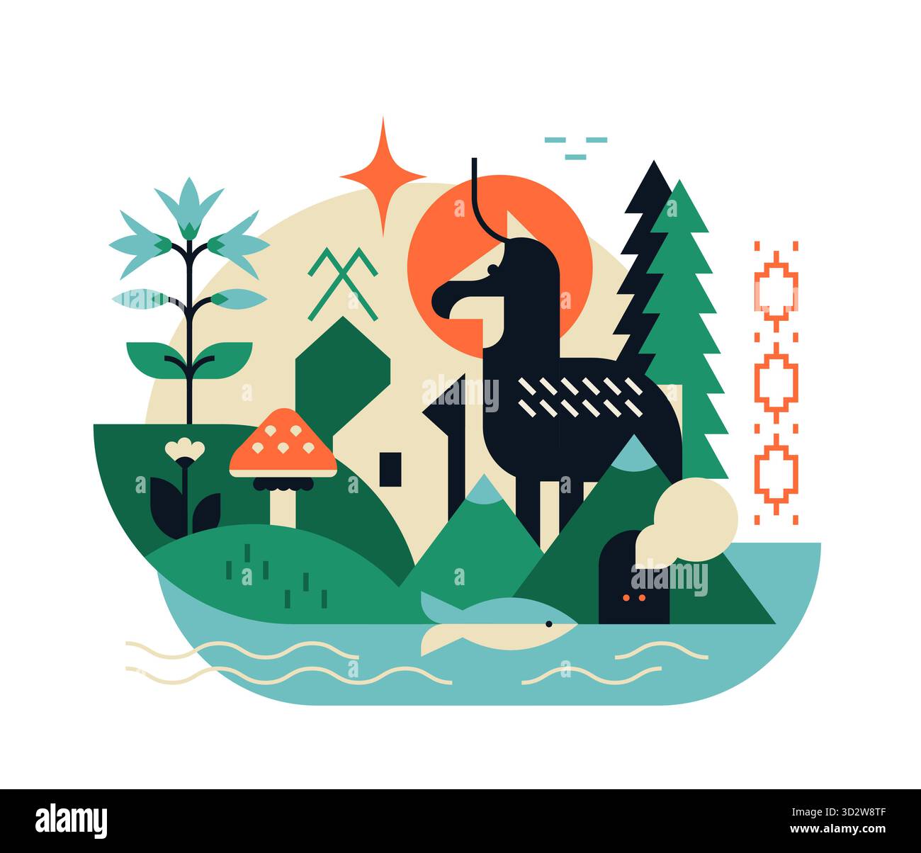 Wildlife reserve - flat design style illustration Stock Vector Image ...