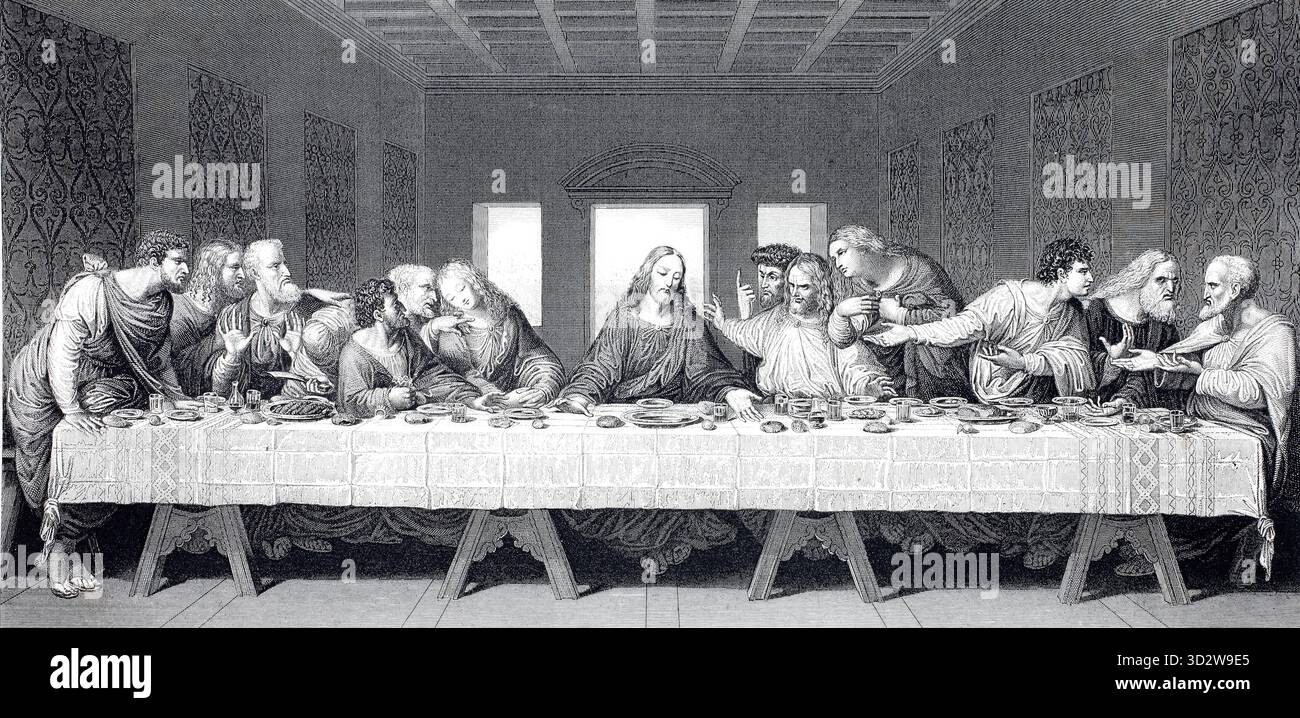 Das heilige Abendmahl von Leonardo da Vinci, Illustration aus 1875 nach ...