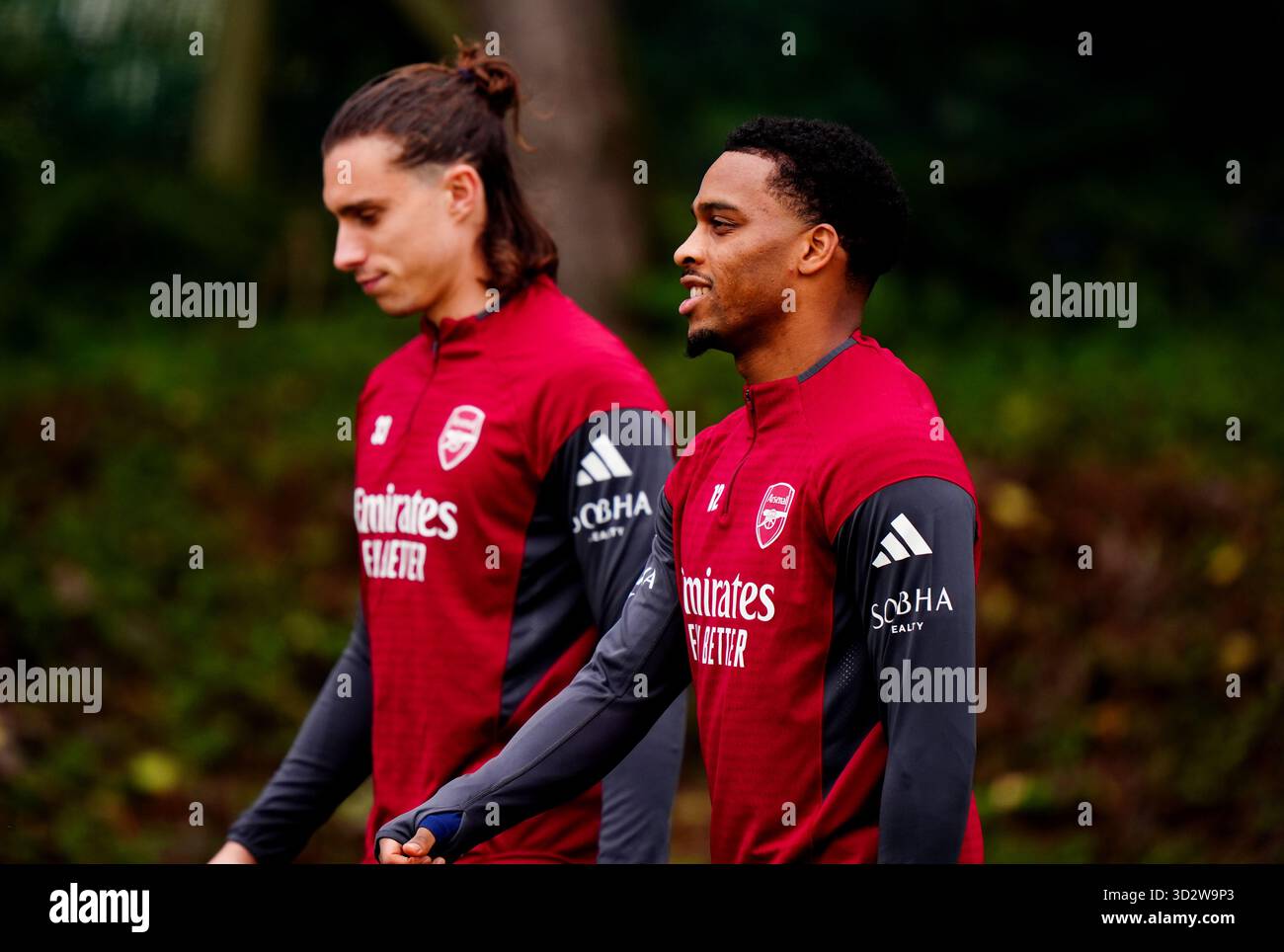 Arsenal's Jurrien Timber and Riccardo Calafiori during a training ...