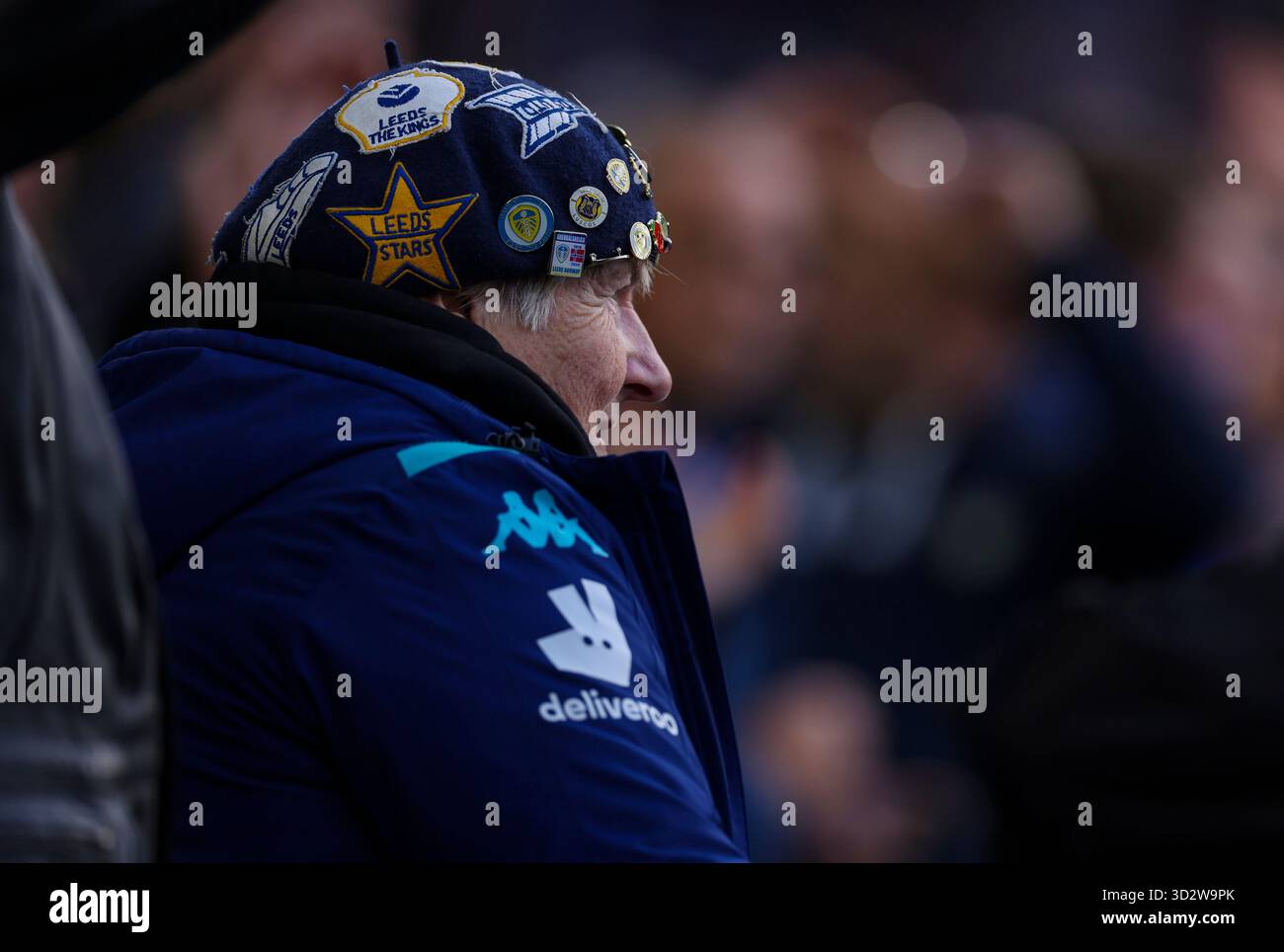 A Leeds United fan before the game during the Premier League match at ...