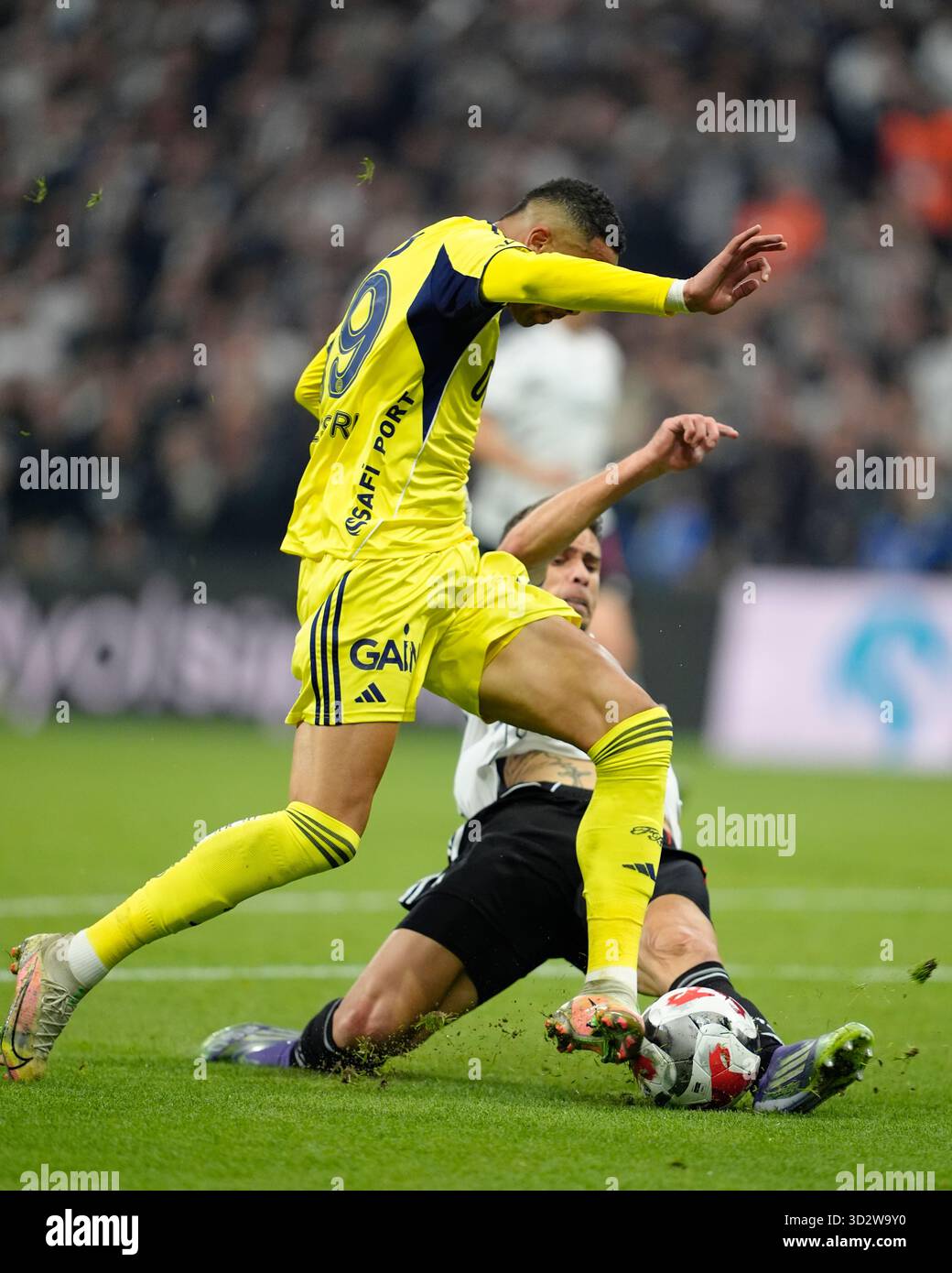 Youssef En-Nesyri of Fenerbahce SK and Gabriel Paulista of Besiktas JK seen in action during the ...