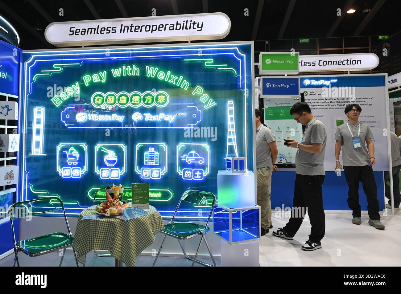 WeChat Pay, a Chinese FinTech company Tencent product display at Hong ...