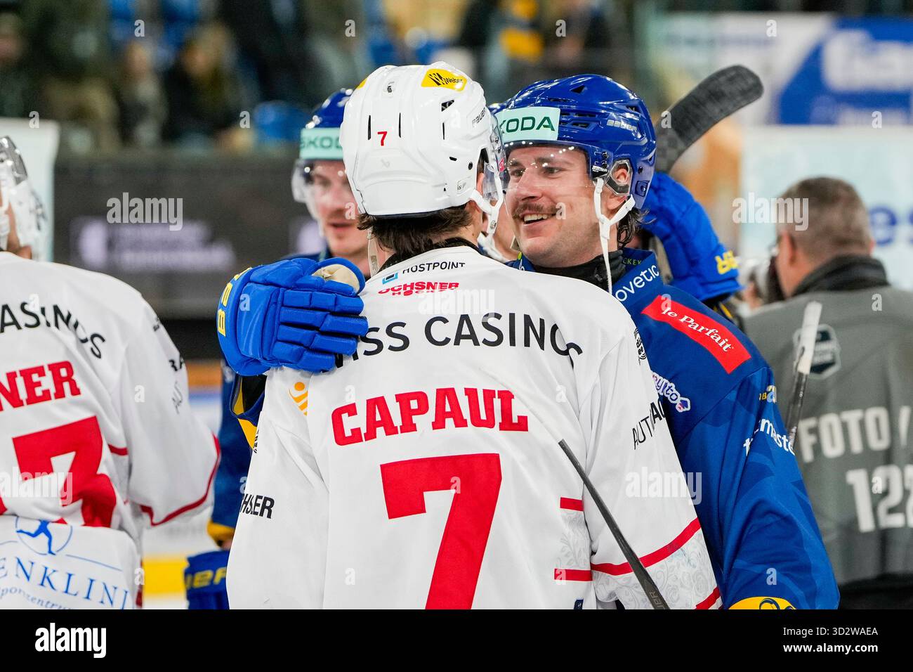 DAVOS, SWITZERLAND - NOVEMBER 1: Luca Capaul of Lakers and Davyd ...