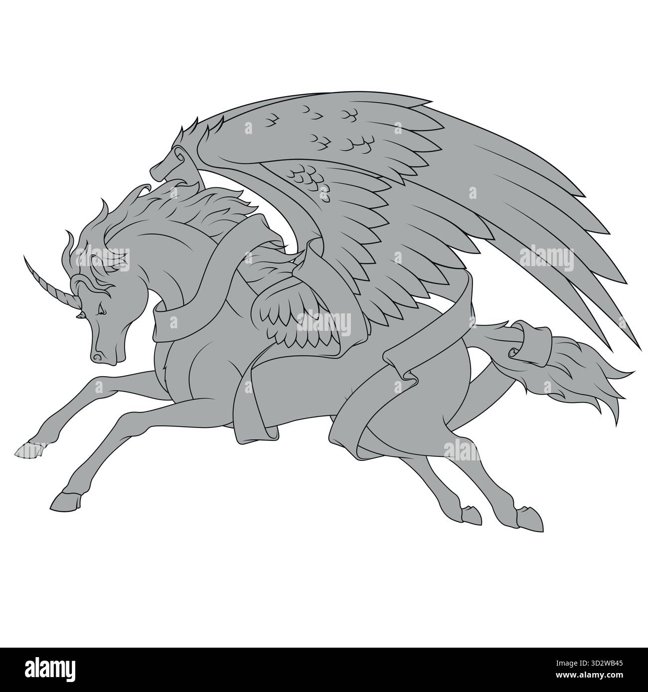 Pegasus with ribbon, winged horse from Greek mythology, winged fantasy ...