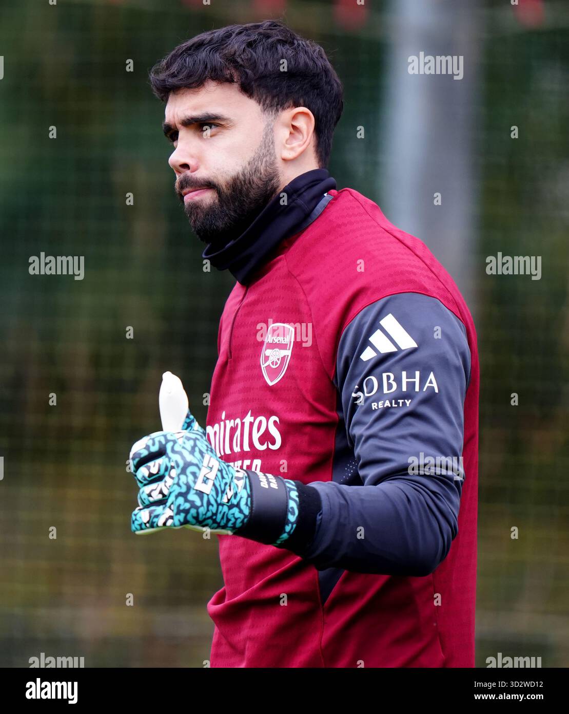 Arsenal goalkeeper David Raya during a training session at the Sobha ...