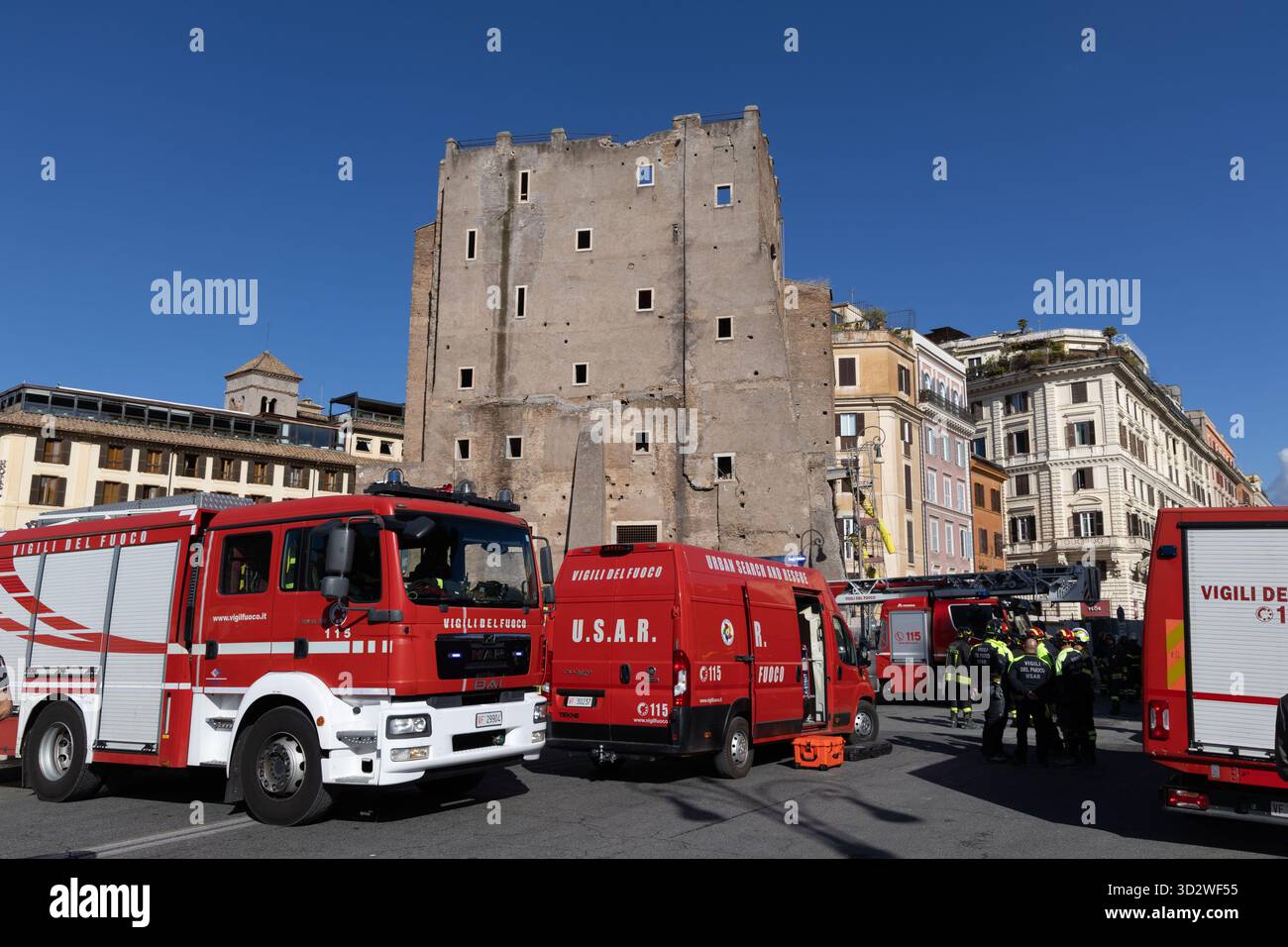 Partial collapse of the Torre dei Conti on Via dei Fori Imperiali ...