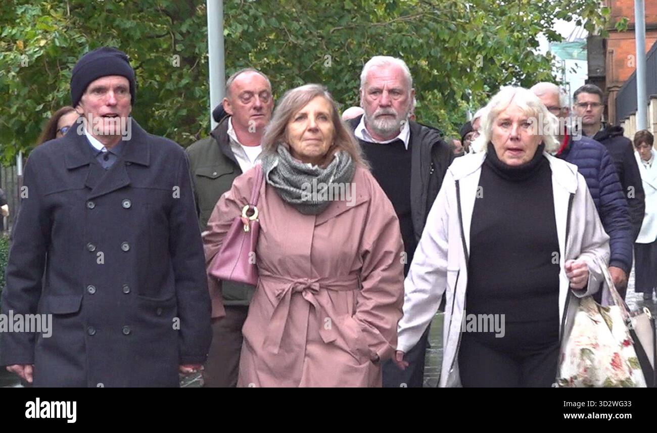 Family of Natalie McNally and supporters outside Belfast Crown Court ...