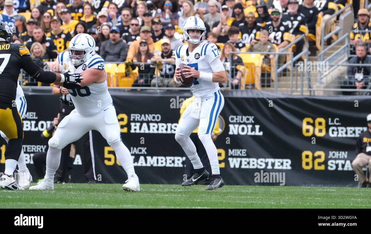 Nov 2, 2025: Daniel Jones #17 during the 2025 Steelers vs Colts game in ...